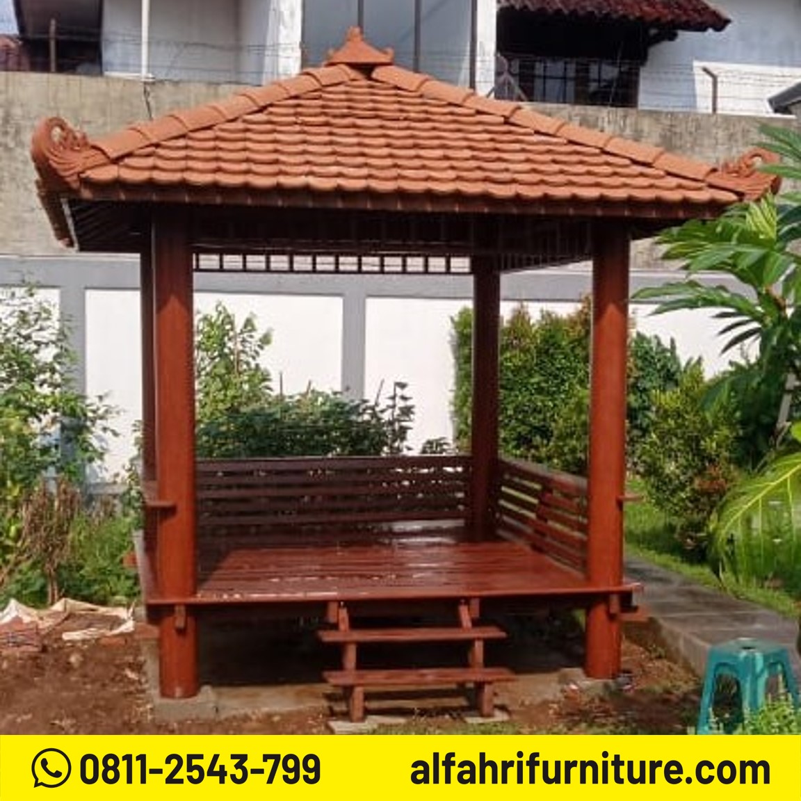 Gazebo Minimalis Depan Rumah 2,5×2,5 Meter – Desain Elegan & Kuat