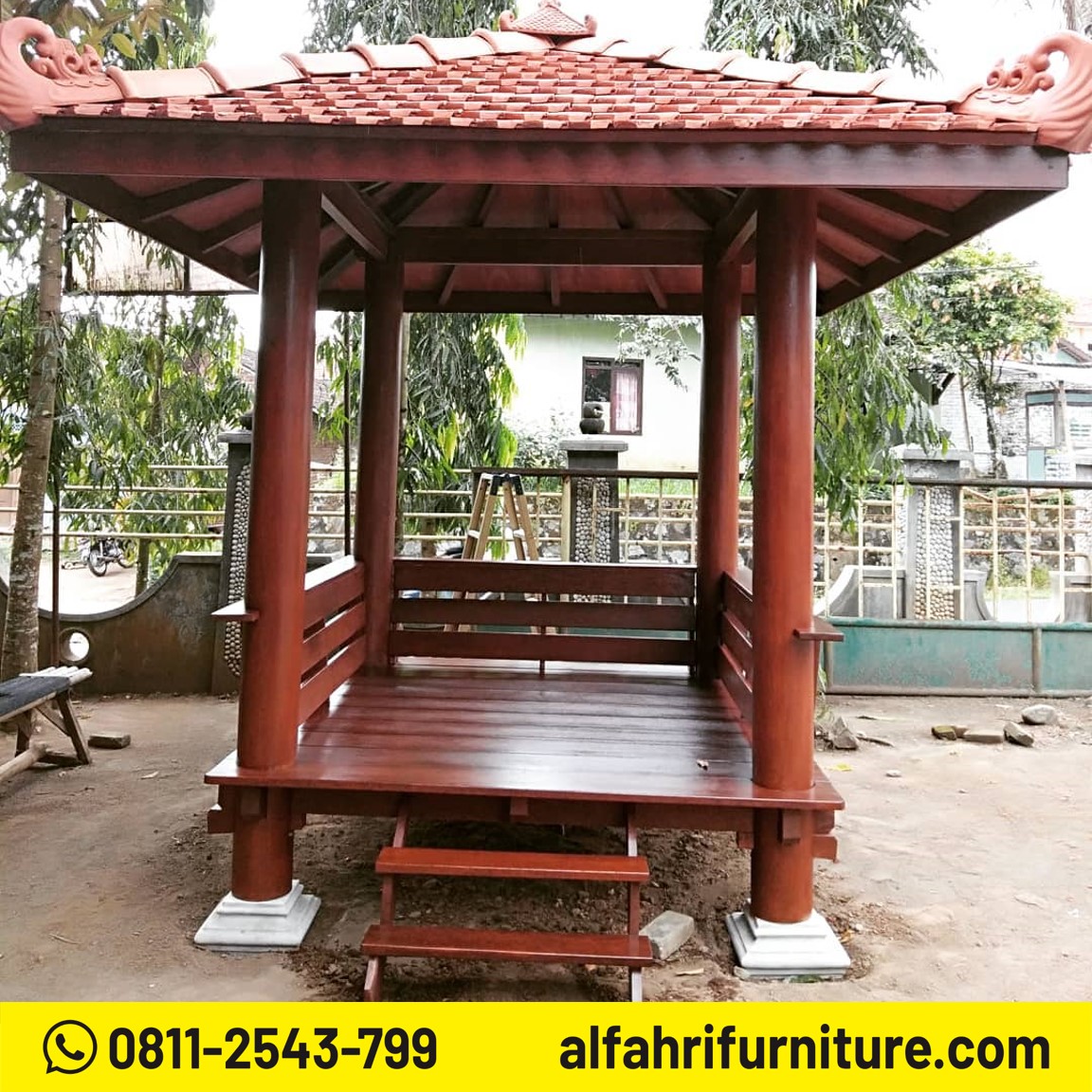 Gazebo Minimalis Depan Rumah 2,5×2,5 Meter – Desain Elegan & Kuat