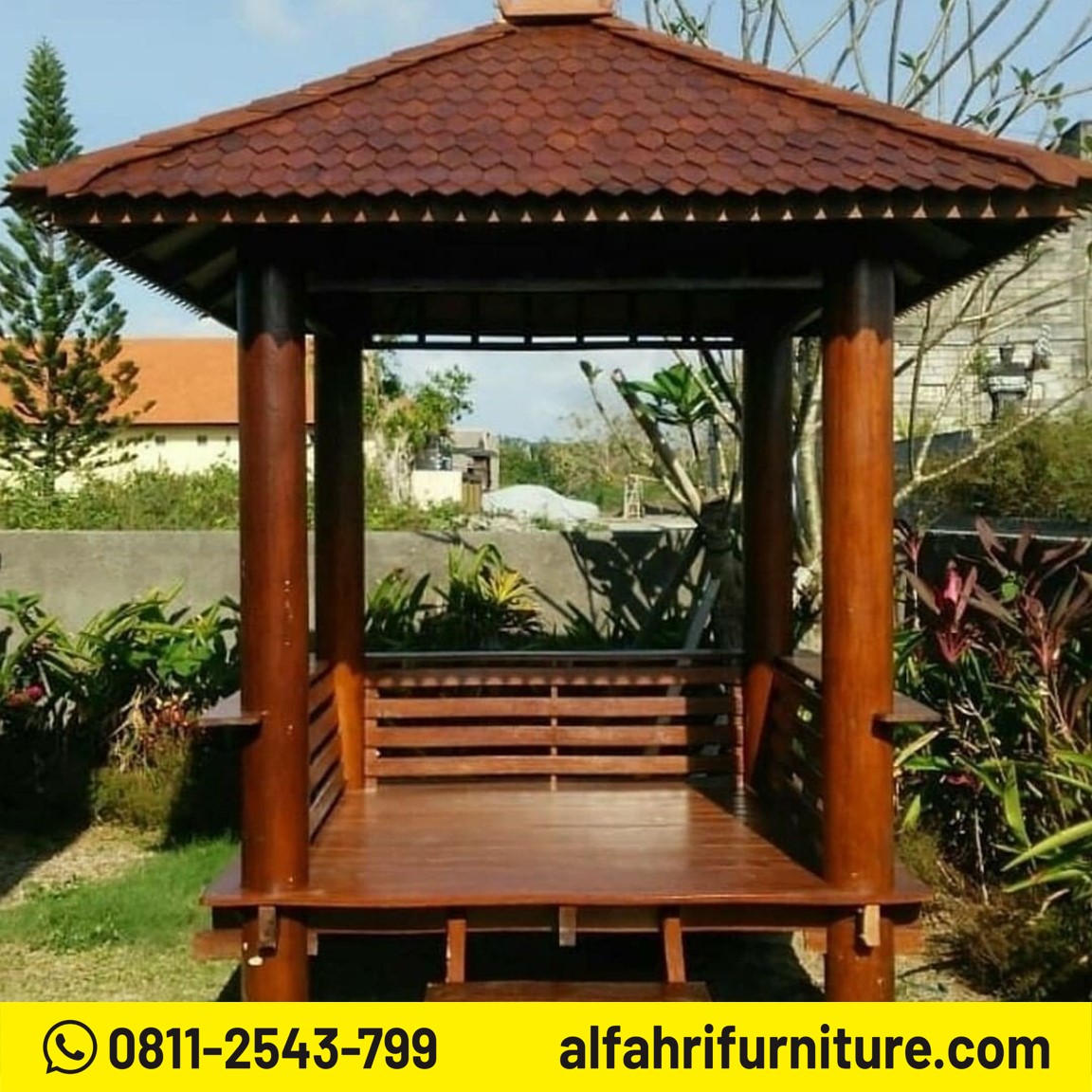 Gazebo Minimalis Depan Rumah 2,5×2,5 Meter – Desain Elegan & Kuat