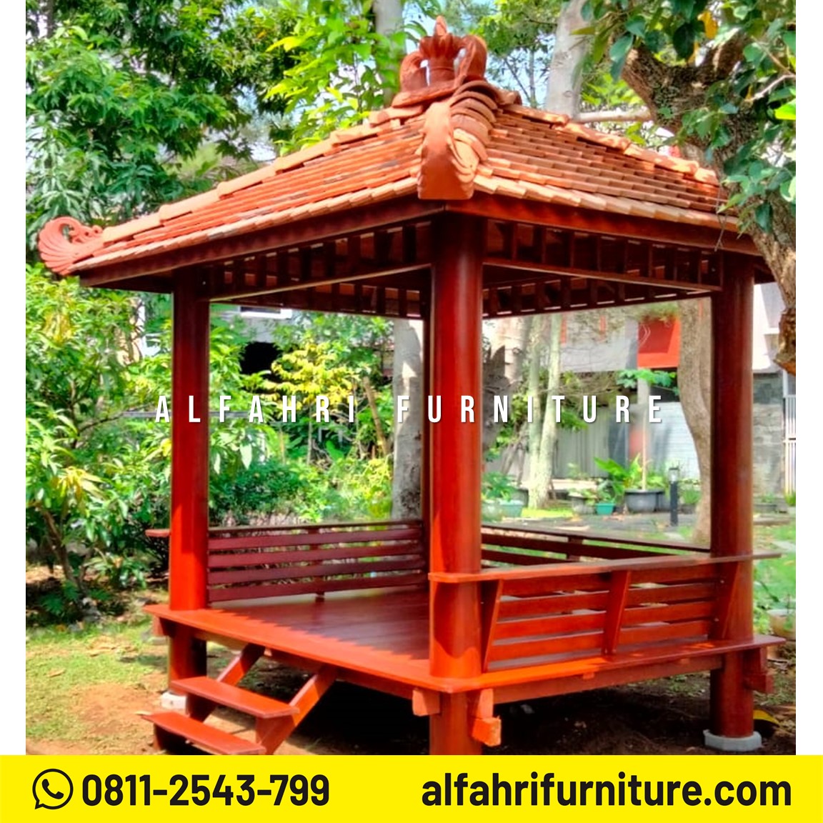 Gazebo Kayu Minimalis Modern Taman Rumah 2x2,5 Meter | Alfahri Furniture
