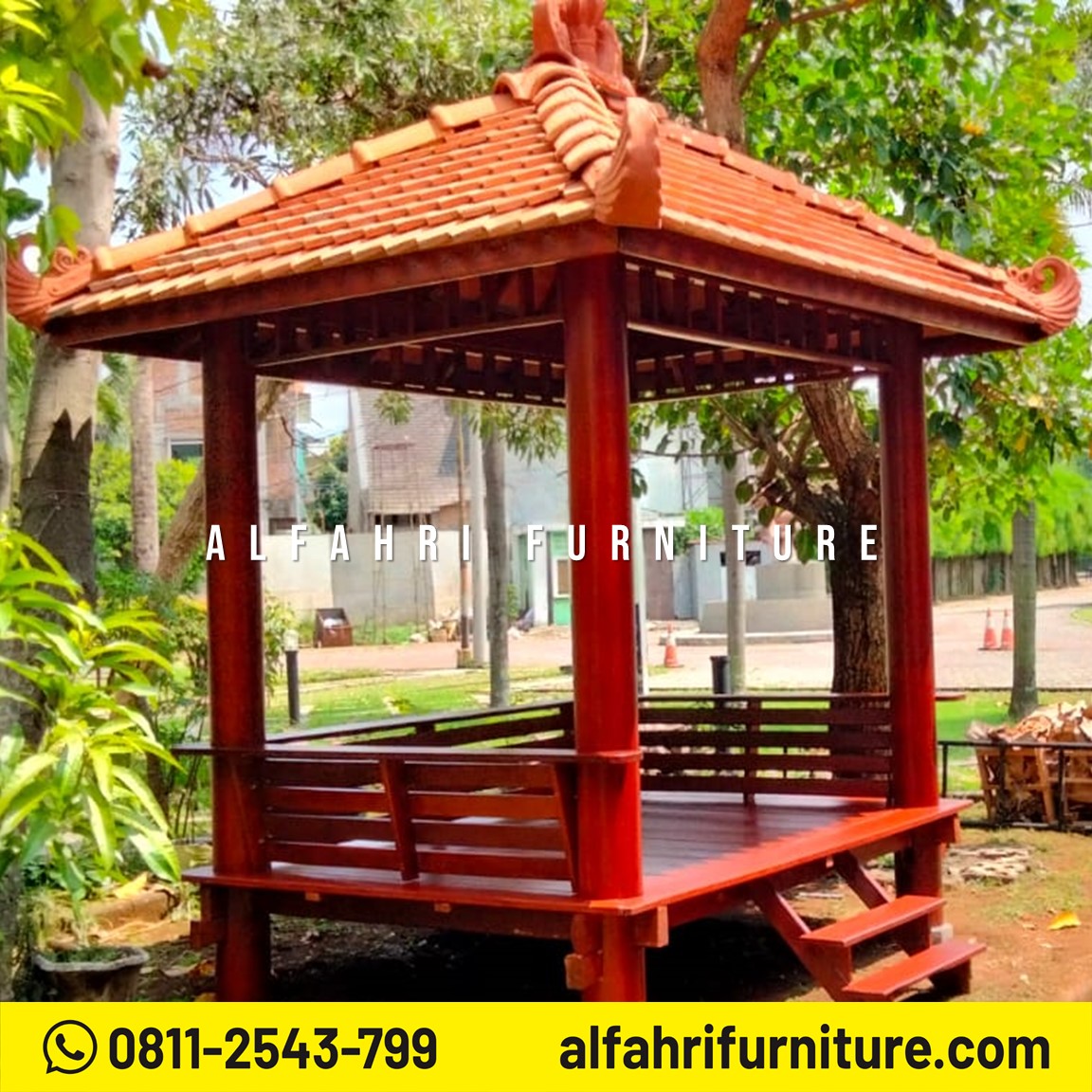 Gazebo Kayu Minimalis Modern Taman Rumah 2x2,5 Meter | Alfahri Furniture