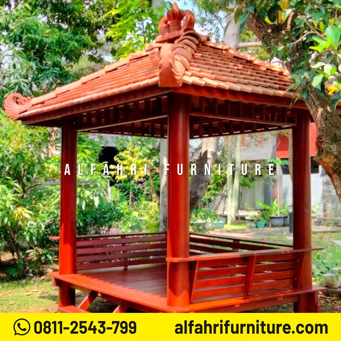 Gazebo Kayu Minimalis Modern Taman Rumah 2x2,5 Meter | Alfahri Furniture