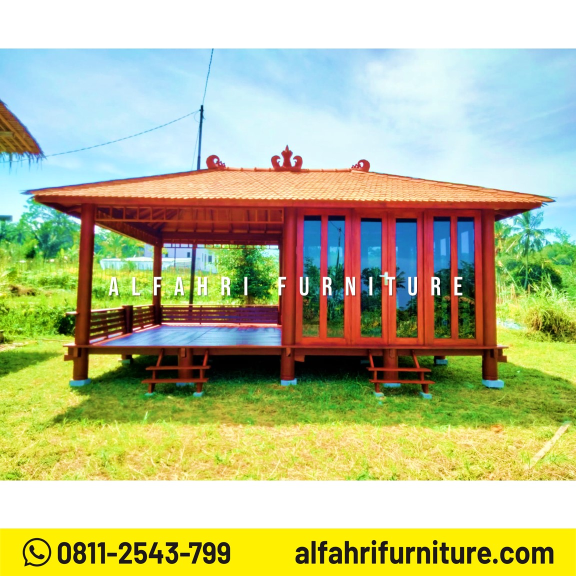 Rumah Kayu Minimalis 4x6 Meter Cocok untuk Villa Atap Sirap Ulin