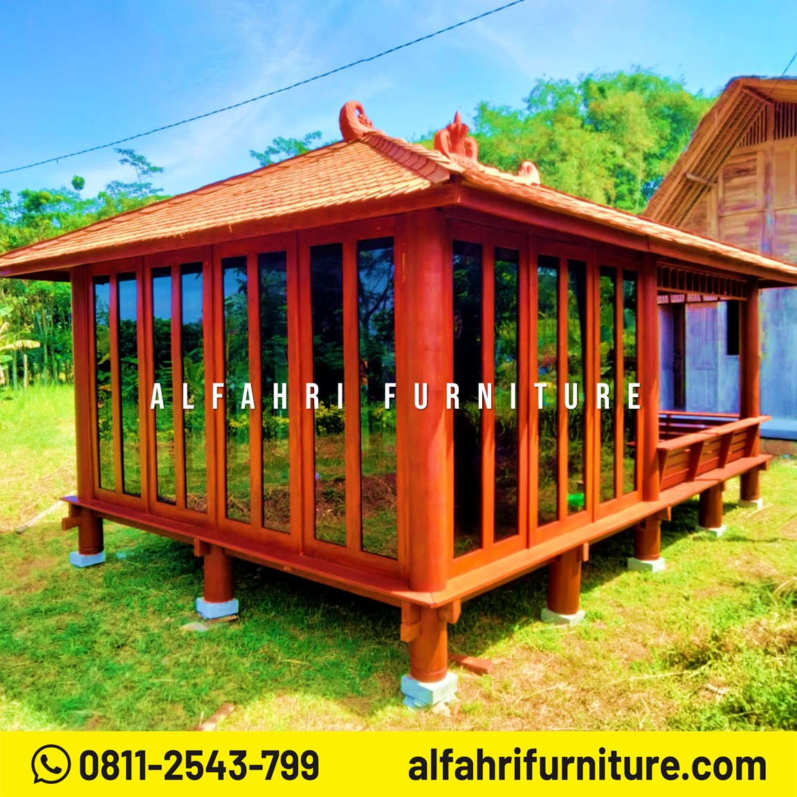 Rumah Kayu Minimalis 4x6 Meter Cocok untuk Villa Atap Sirap Ulin