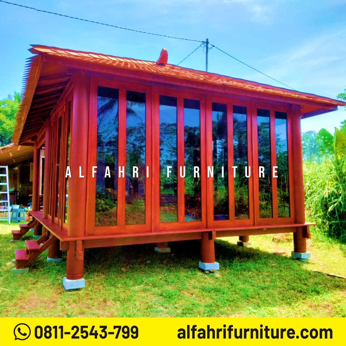 Rumah Kayu Minimalis 4x6 Meter Cocok untuk Villa Atap Sirap Ulin