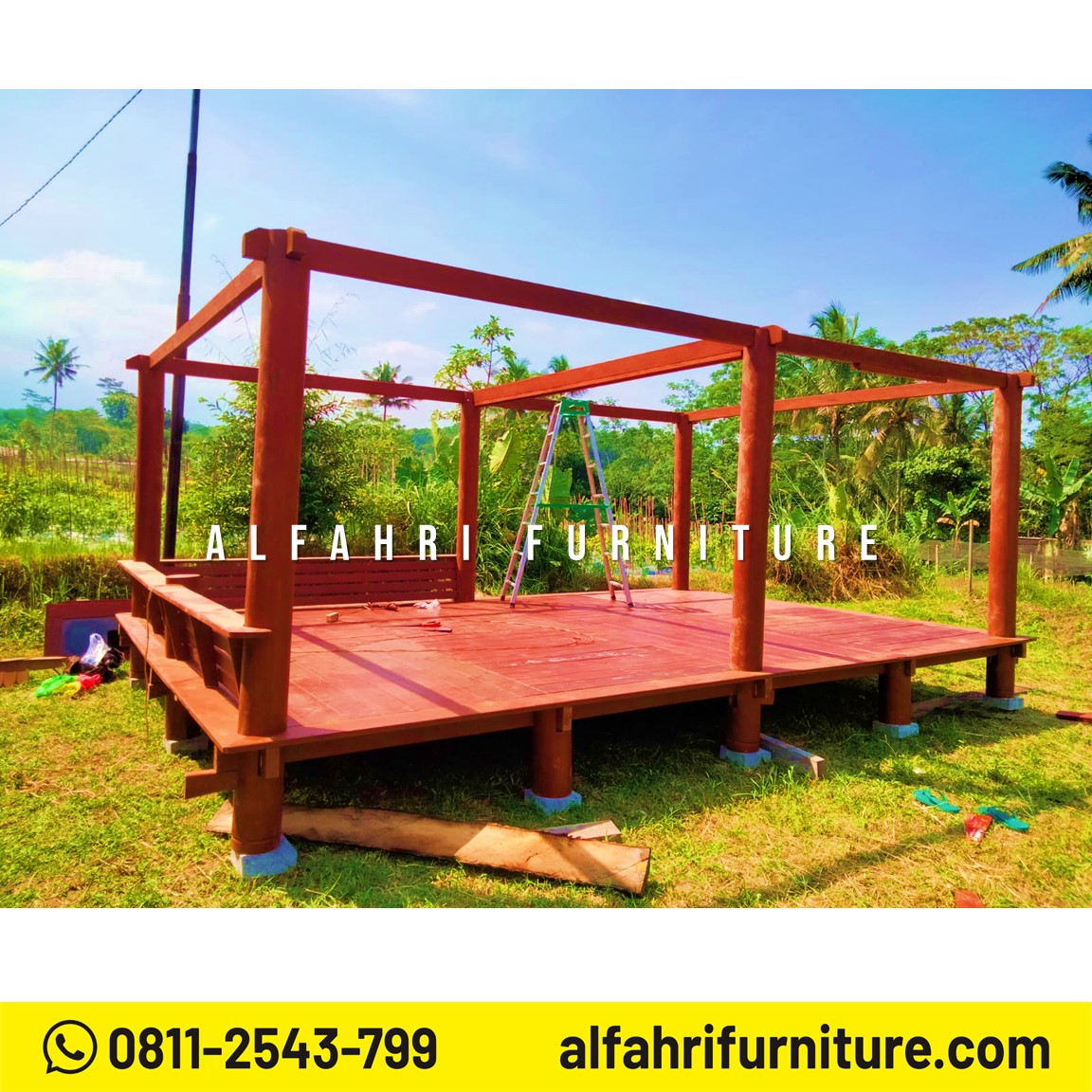 Rumah Kayu Minimalis 4x6 Meter Cocok untuk Villa Atap Sirap Ulin