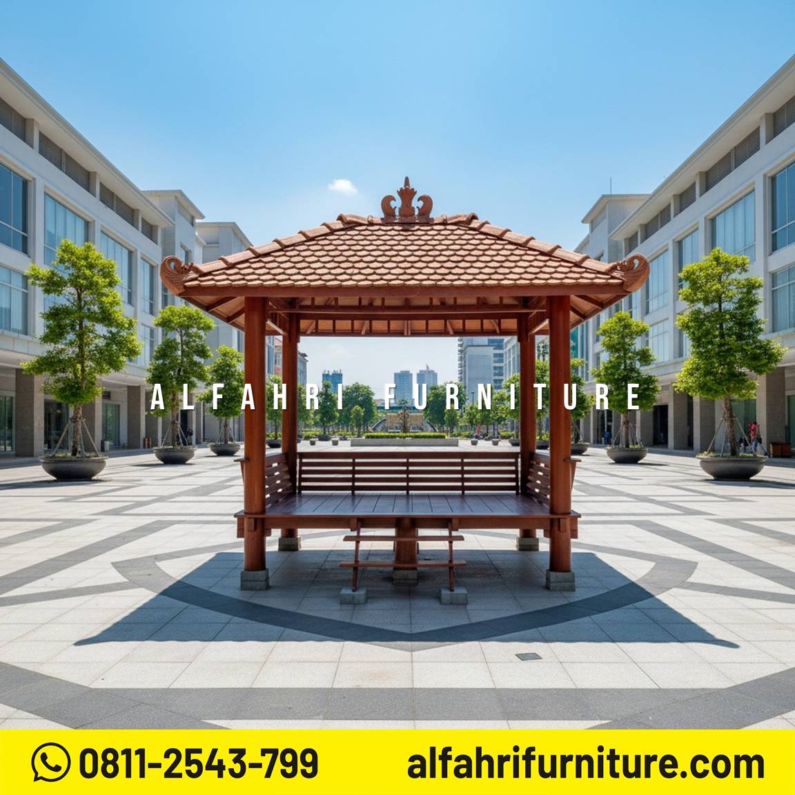 Gazebo Outdoor Tropis Gaya Villa Eksklusif 2x3 Atap Genteng Sirap