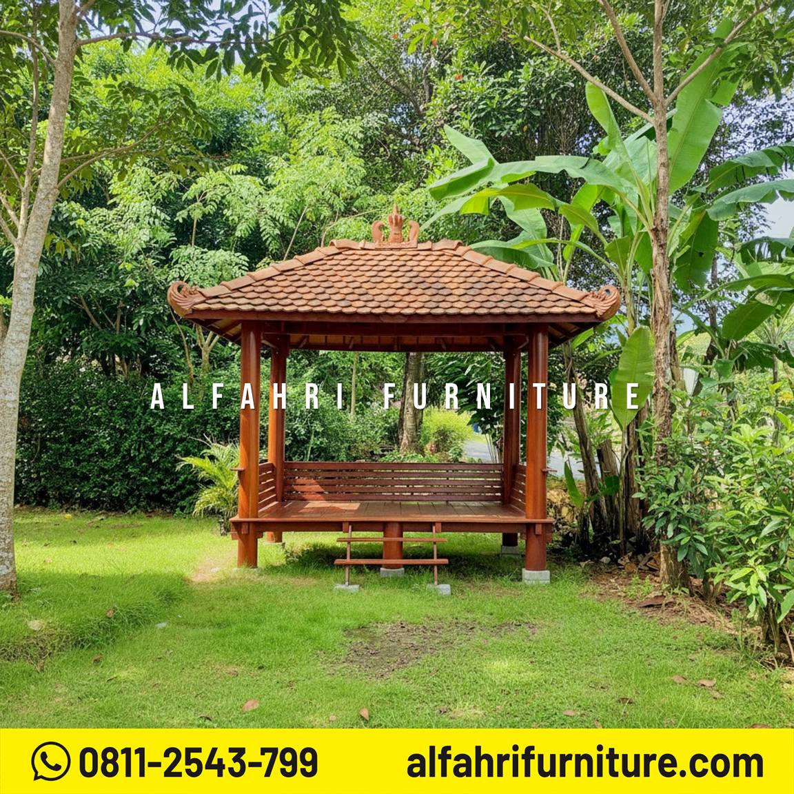 Gazebo Outdoor Santai Gaya Rumah Villa 2x3 Atap Genteng Sirap