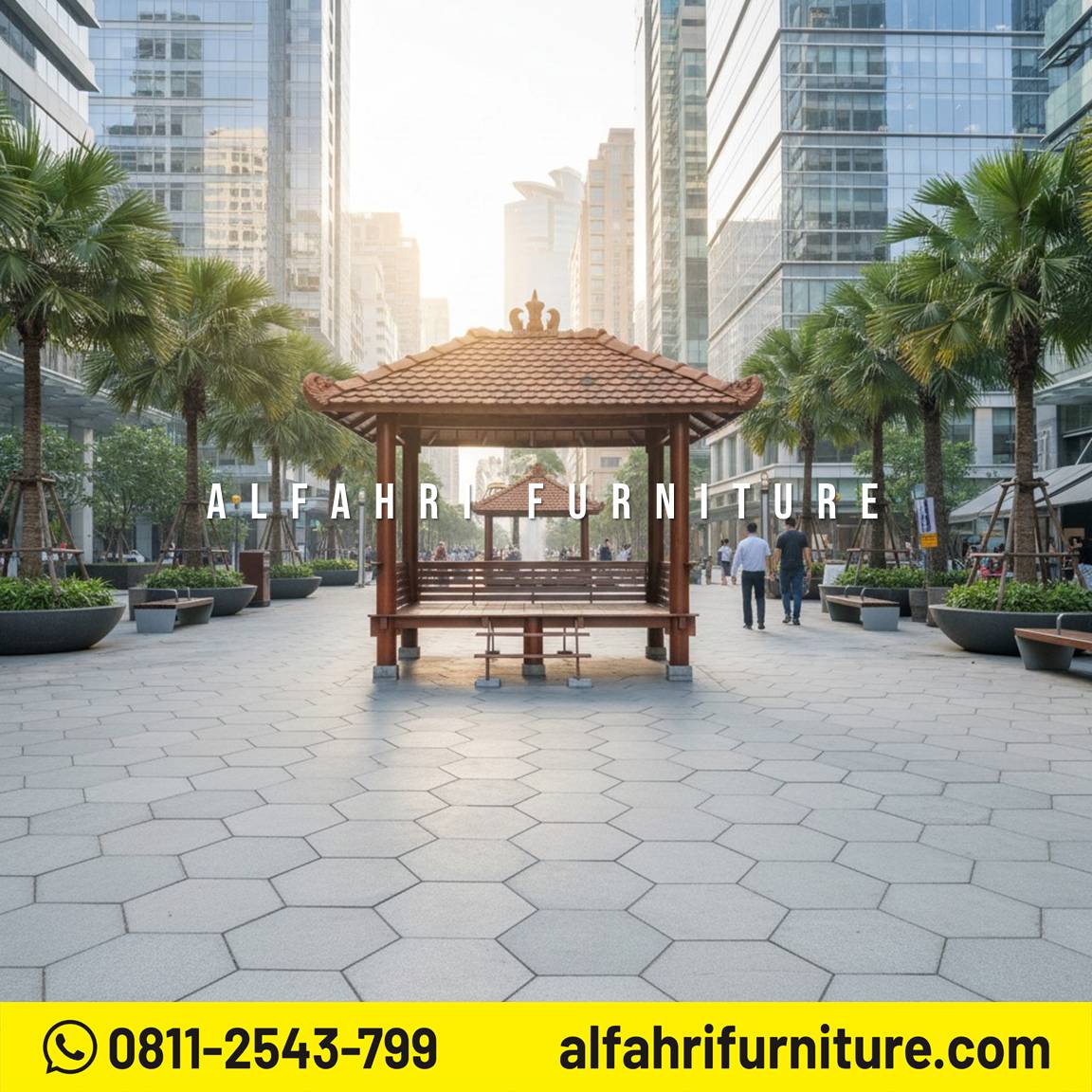 Gazebo Minimalis Tropis Tampilan Clean 2x3 Atap Genteng Sirap