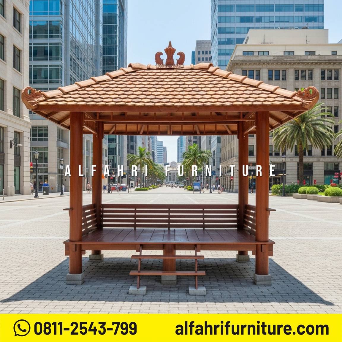 Gazebo Outdoor Finishing Natural Halus 2x3 Atap Genteng Sirap