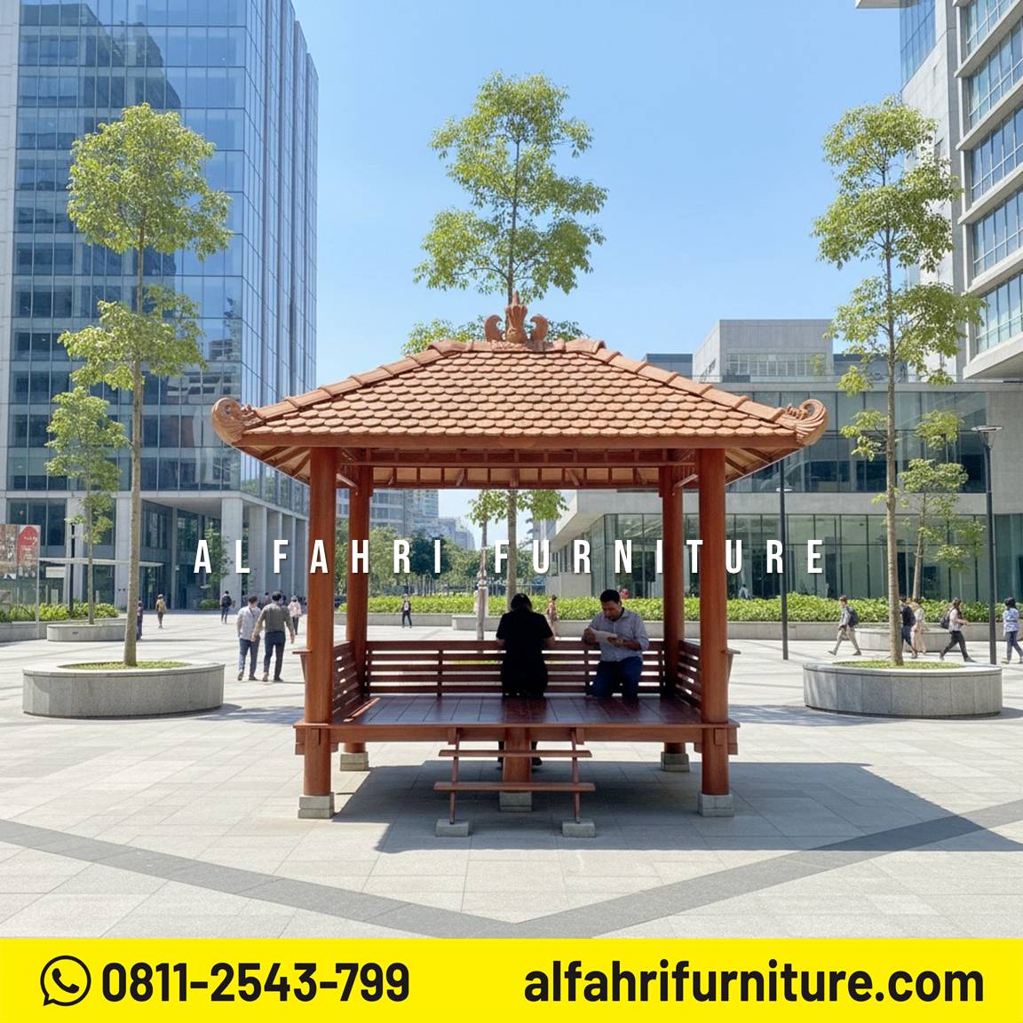 Gazebo Outdoor Gaya Jepang Estetik 2x3 Atap Genteng Sirap