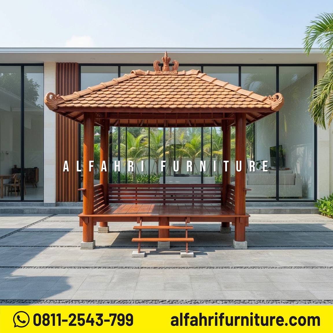 Gazebo Outdoor Premium Anti Rayap 2x3 Atap Genteng Sirap