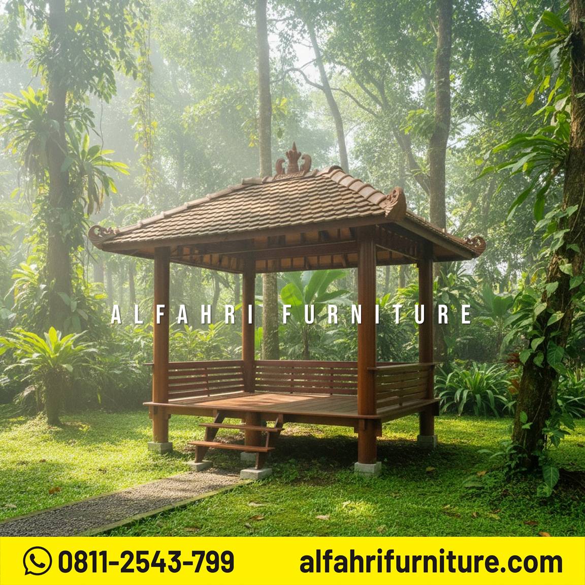 Gazebo Natural Modern Finishing Premium 2x3 Atap Genteng Sirap
