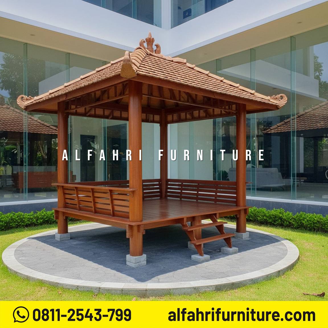 Gazebo Outdoor Elegan Finishing Bersih 2x3 Atap Genteng Sirap