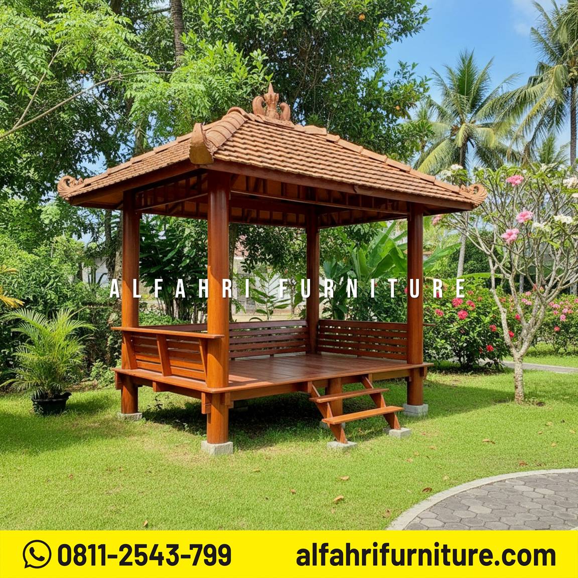 Gazebo Taman Mewah Desain Eksklusif untuk Rumah Besar 2x3 Atap Genteng ...