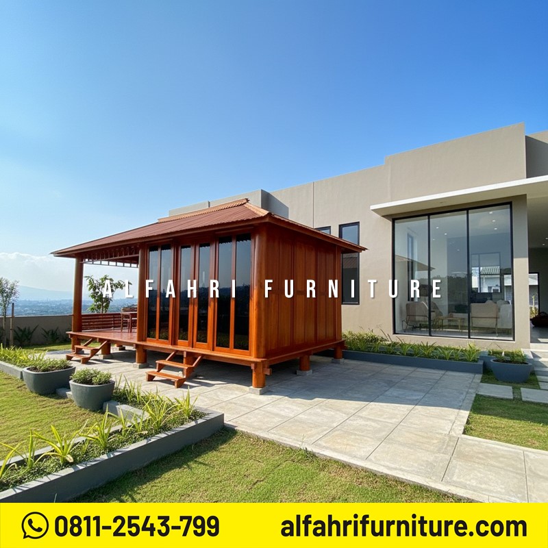 Gazebo Rumah Kayu 3x6 Model Terbaru Cocok Untuk Halaman Rumah