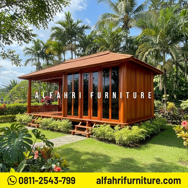 Gazebo Rumah Kayu 3x6 Model Tropis Natural Look