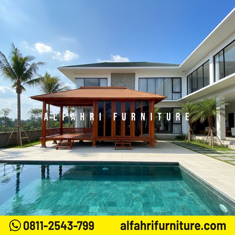Gazebo Rumah Kayu 3x6 Model Resort Tropis Outdoor