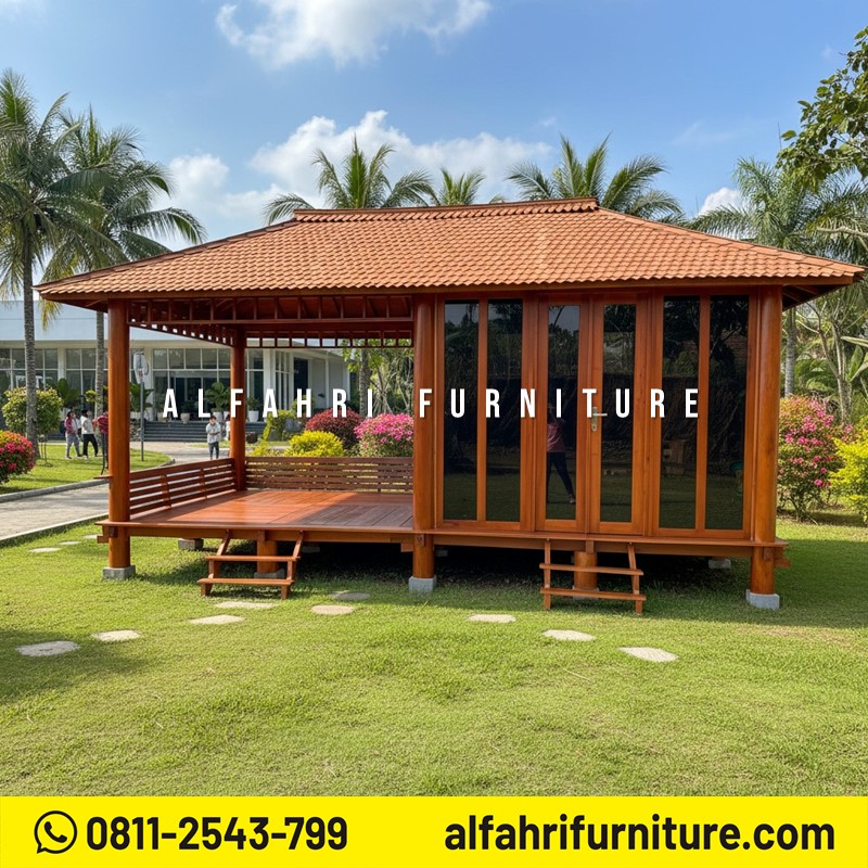 Gazebo Rumah Kayu 3x6 Outdoor Pavilion Modern