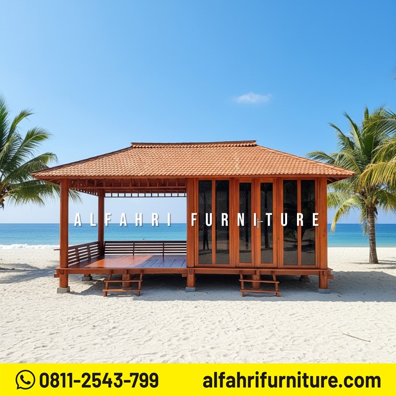 Gazebo Rumah Kayu 3x6 Model Garden House Tropis