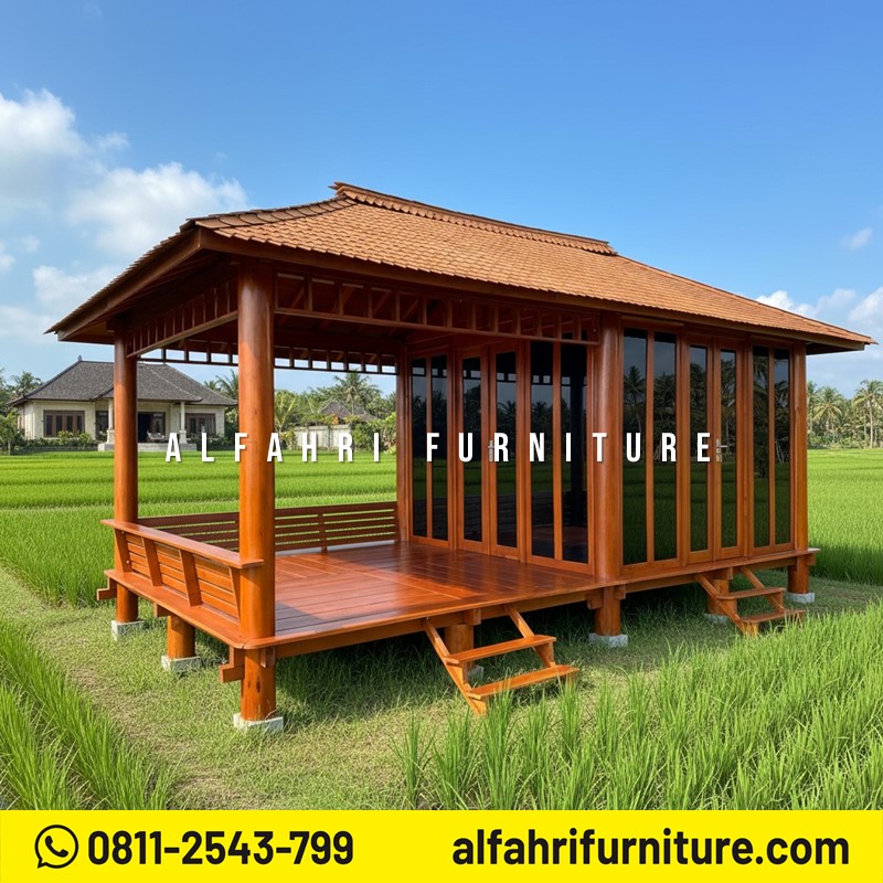 Gazebo Rumah Kayu 3x6 Dengan Finishing Halus Premium