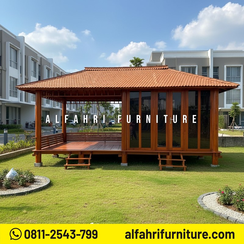 Gazebo Rumah Kayu 3x6 Desain Minimalis Kekinian