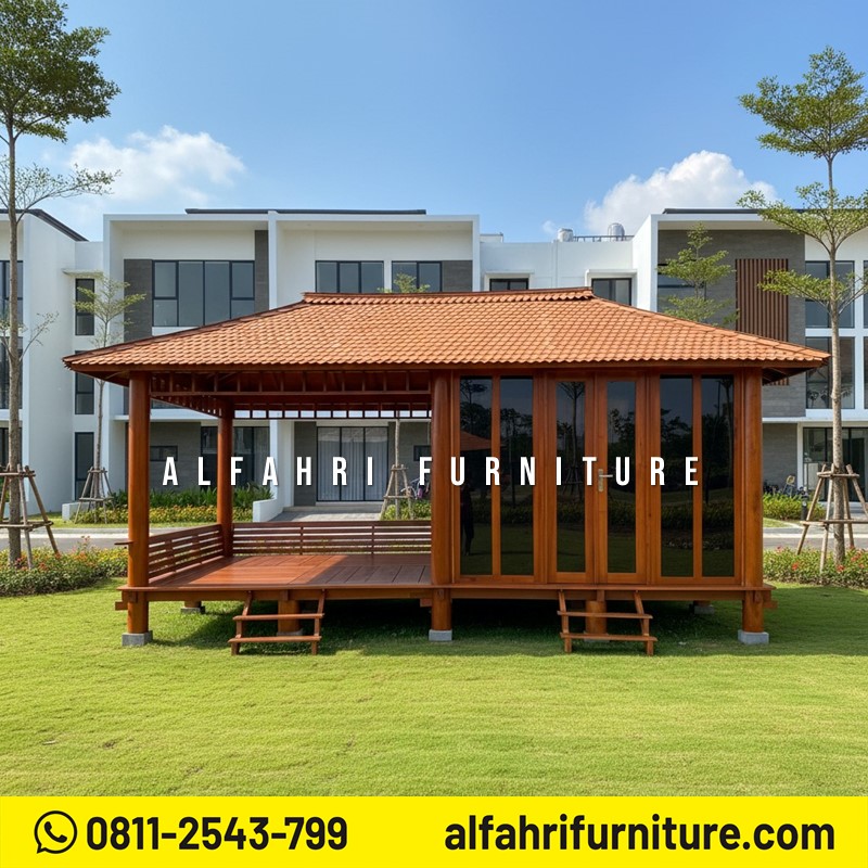 Gazebo Rumah Kayu 3x6 Model Garden House Outdoor