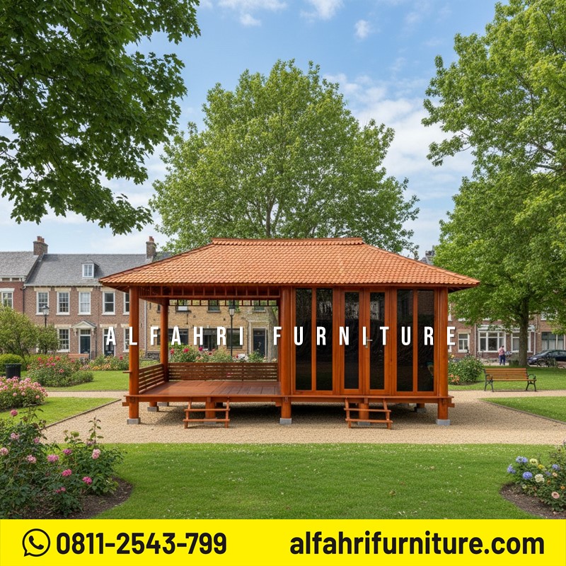 Gazebo Rumah Kayu 3x6 Outdoor Untuk Rumah Modern