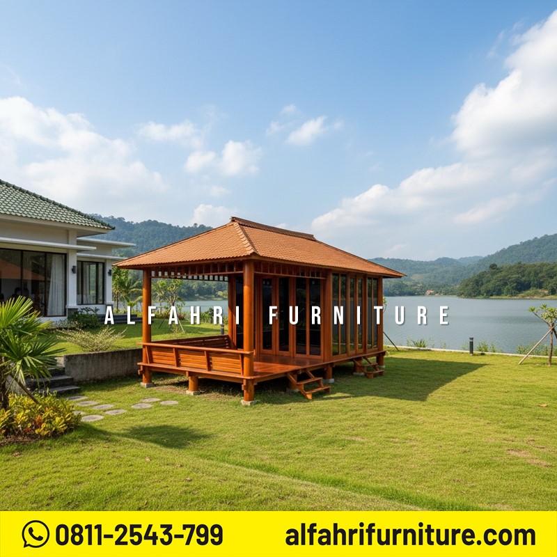 Gazebo Rumah Kayu 3x6 Custom Model Minimalis