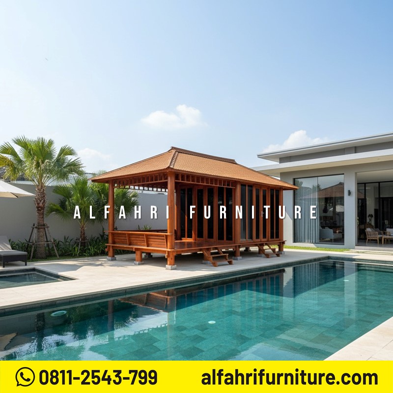 Gazebo Rumah Kayu 3x6 Outdoor Model Kekinian