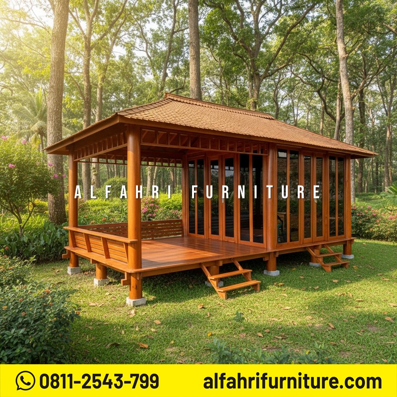 Gazebo Rumah Kayu 3x6 Untuk Halaman Rumah Minimalis