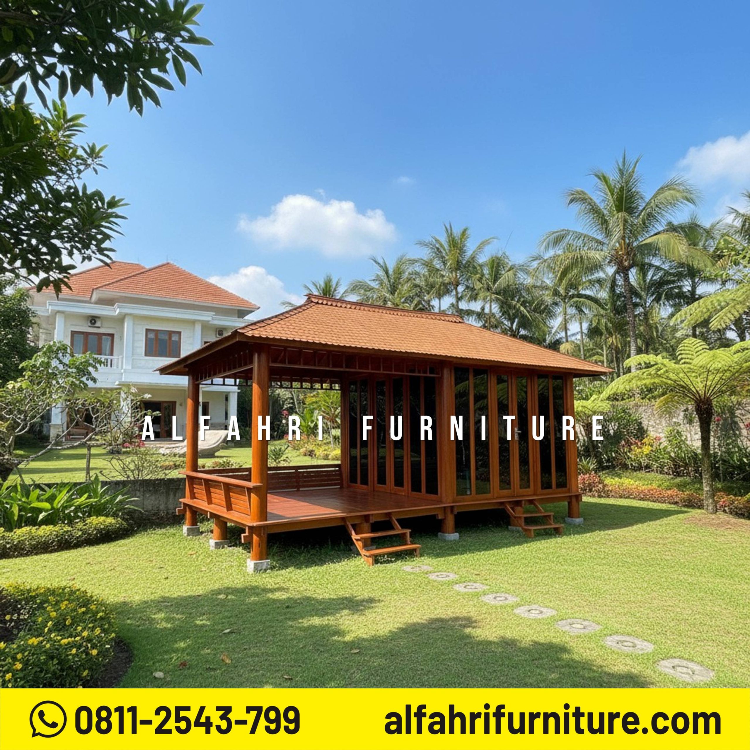 Gazebo Rumah Kayu 3x6 Minimalis Outdoor Siap Pasang