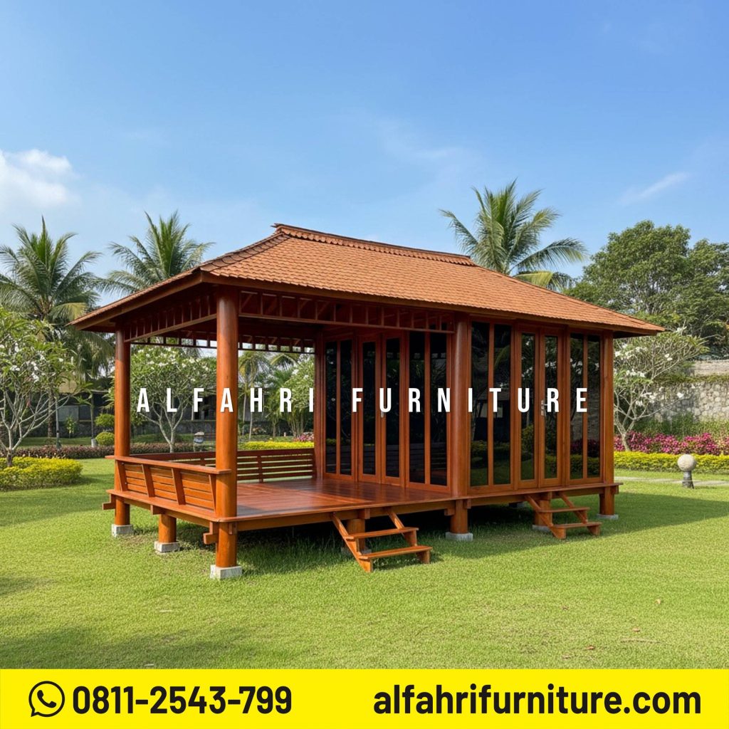 Gazebo Rumah Kayu 3x6 Desain Elegan Untuk Halaman Rumah