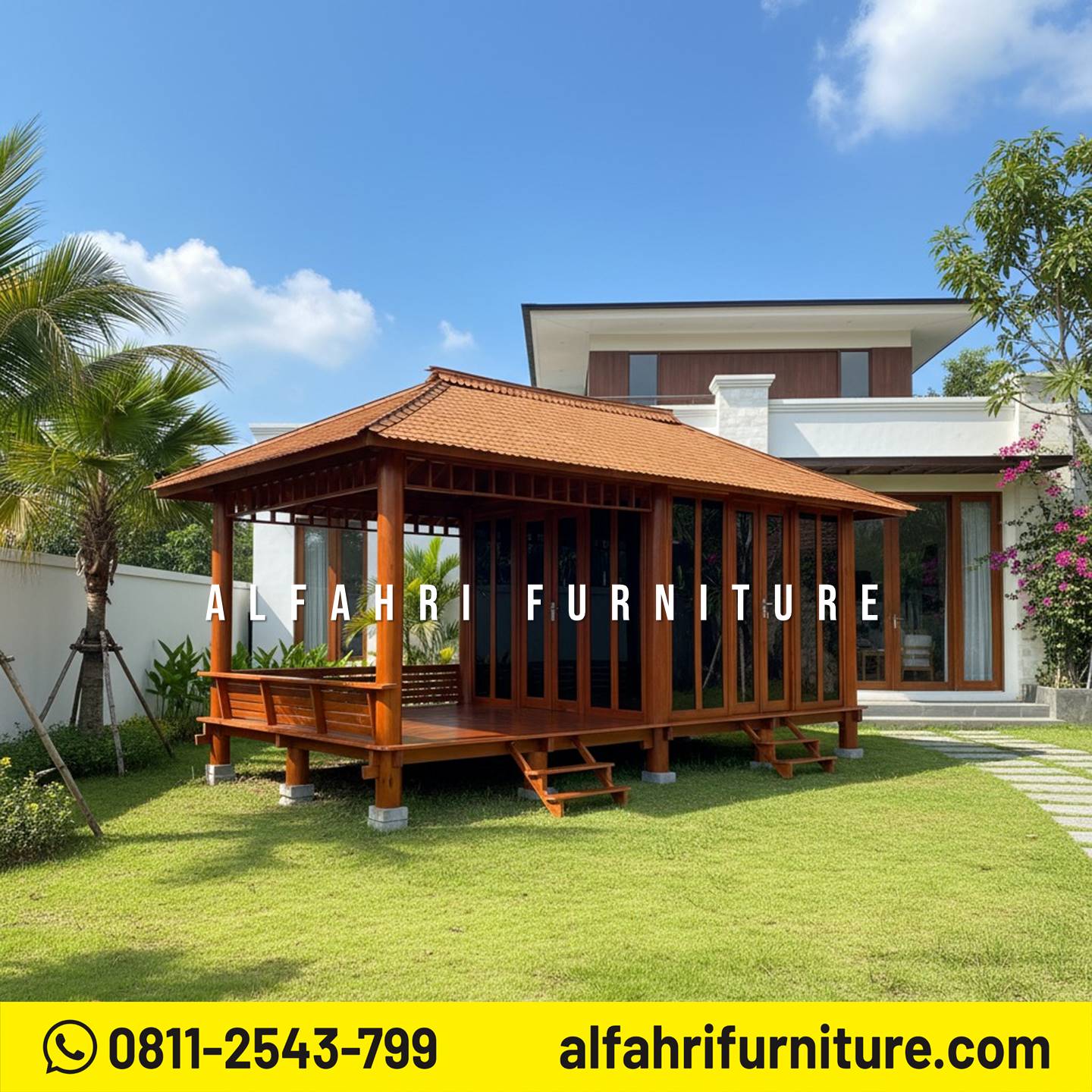 Gazebo Rumah Kayu 3x6 Untuk Area Santai Keluarga