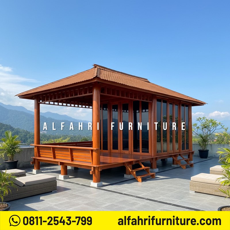 Gazebo Rumah Kayu 3x6 Untuk Rest Area Rumah