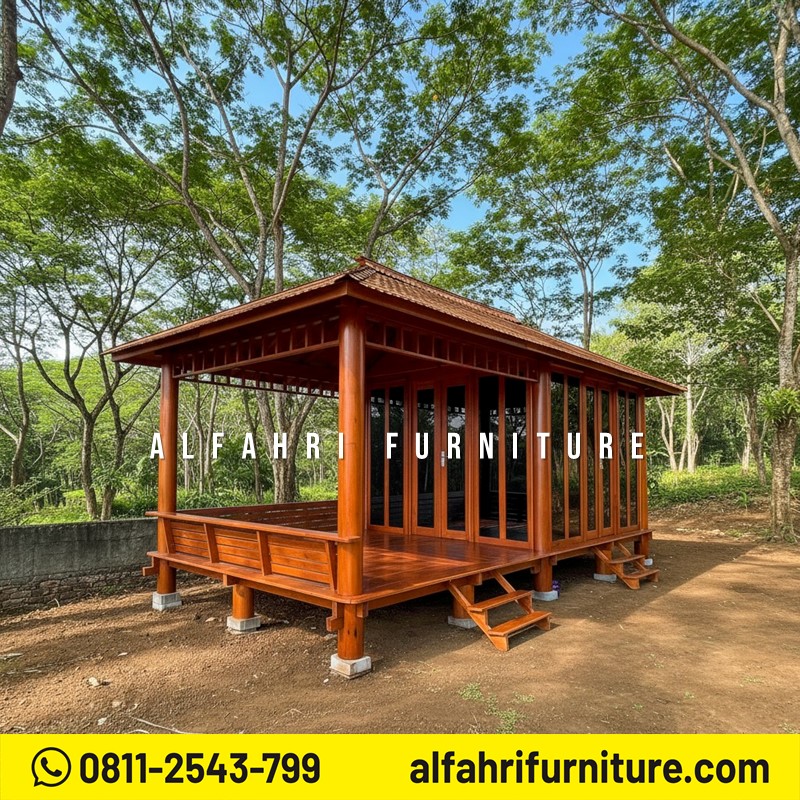 Gazebo Rumah Kayu 3x6 Outdoor Tropis Model Kekinian