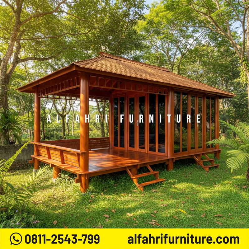Gazebo Rumah Kayu 3x6 Model Elegan Outdoor Free Pemasangan