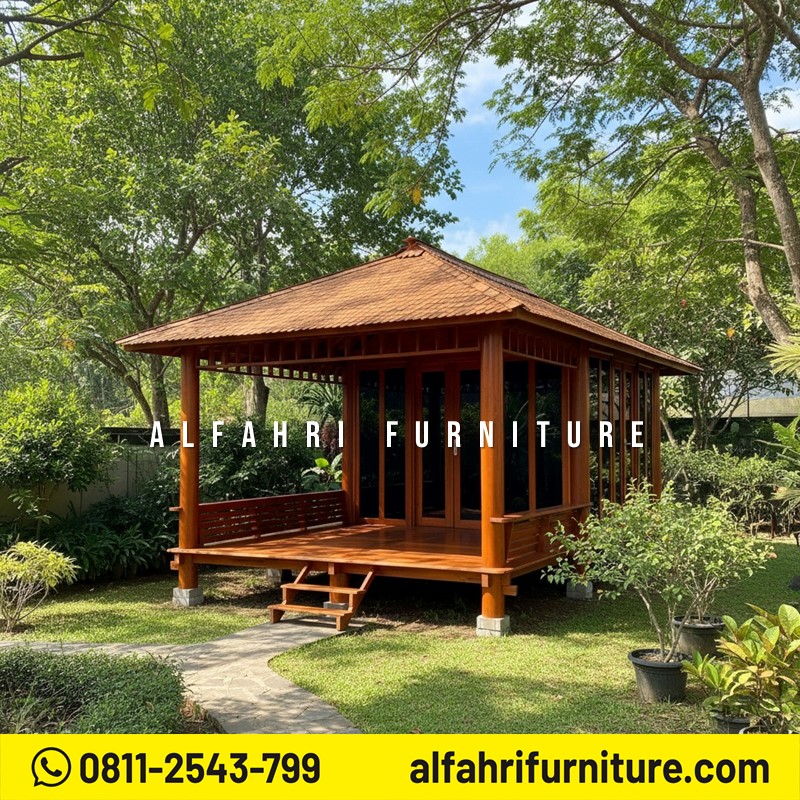 Gazebo Rumah Kayu 3x6 Model Minimalis Outdoor Paling Laku