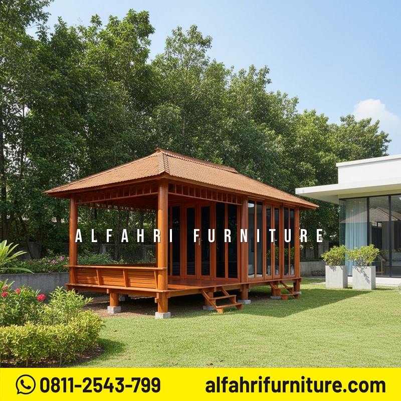 Gazebo Rumah Kayu 3x6 Outdoor Model Estetik Untuk Taman