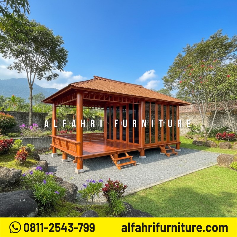 Gazebo Rumah Kayu 3x6 Finishing Rapi Halus