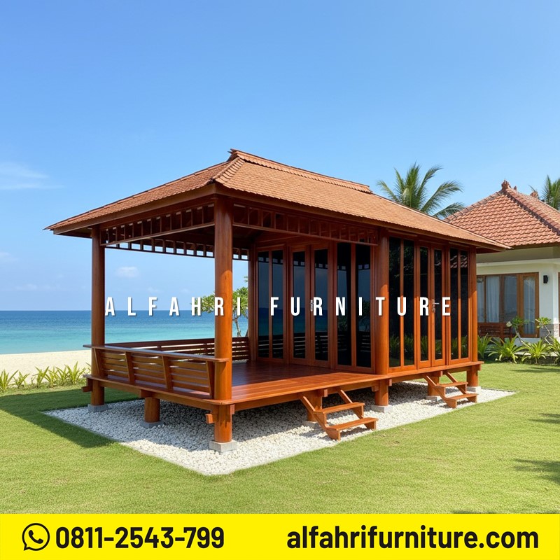 Gazebo Rumah Kayu 3x6 Desain Simple & Menawan