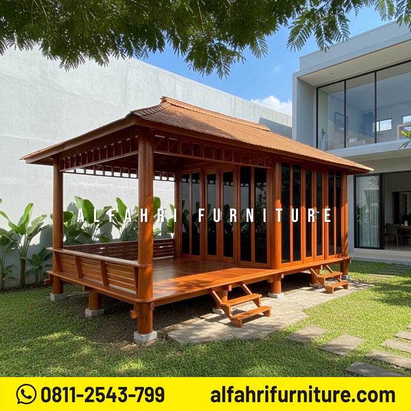 Gazebo Rumah Kayu 3x6 Desain Eksklusif Limited