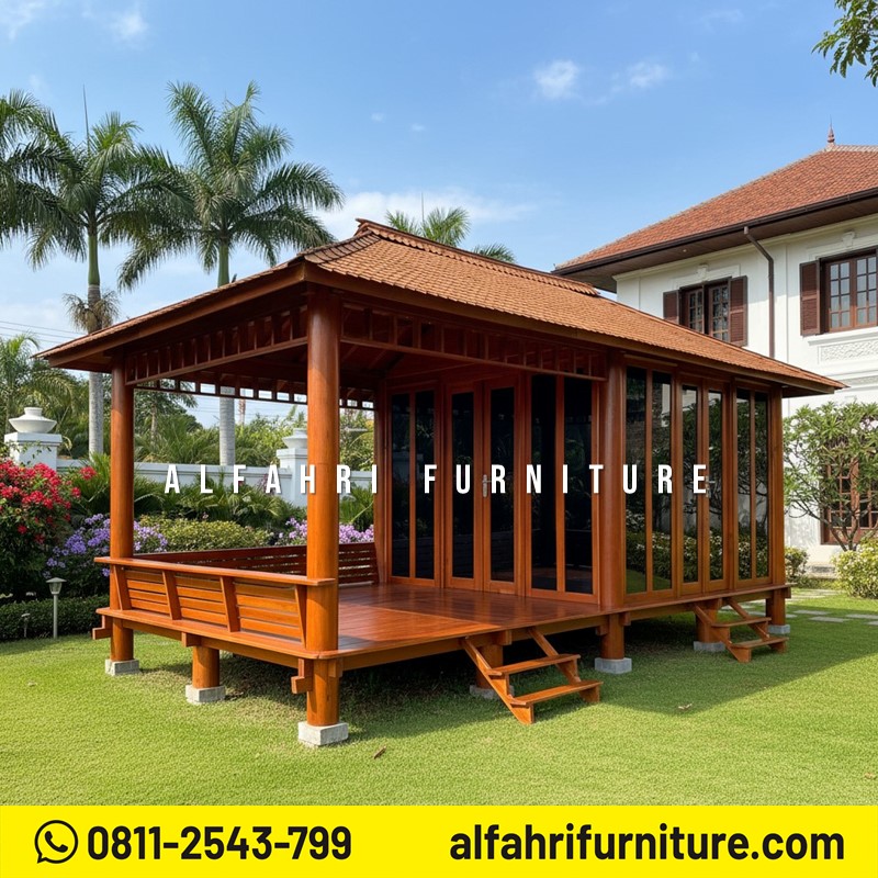 Gazebo Rumah Kayu 3x6 Estetik Untuk Dekor Halaman